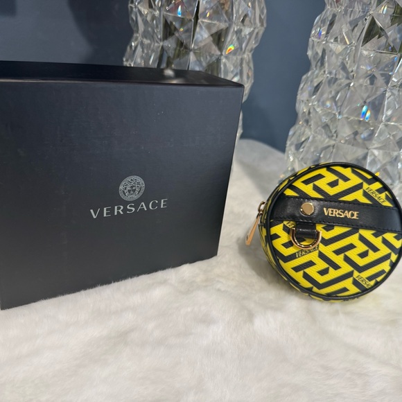 Versace | Bags | Versace Yellow And Black Round Coin Purse | Poshmark